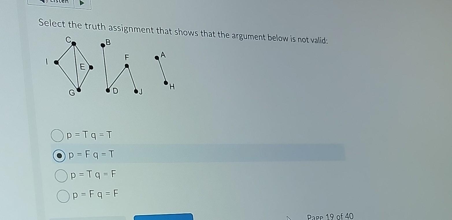 Solved Select the truth assignment that shnws that the | Chegg.com