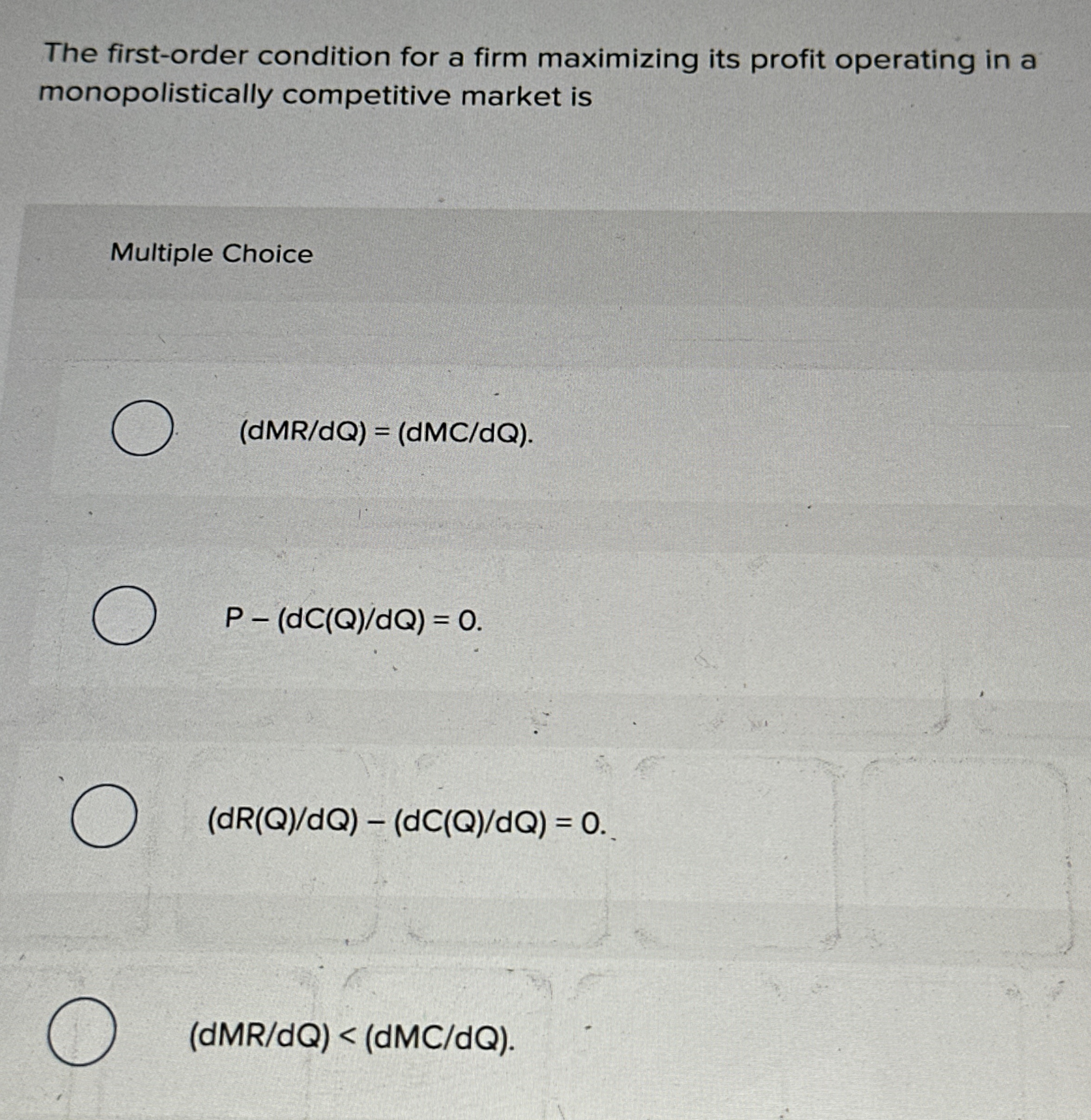 The first-order condition for a firm maximizing its | Chegg.com