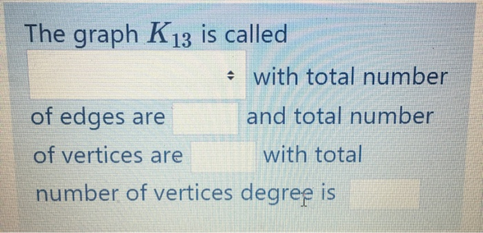 Solved The graph K13 is called • with total number of edges | Chegg.com