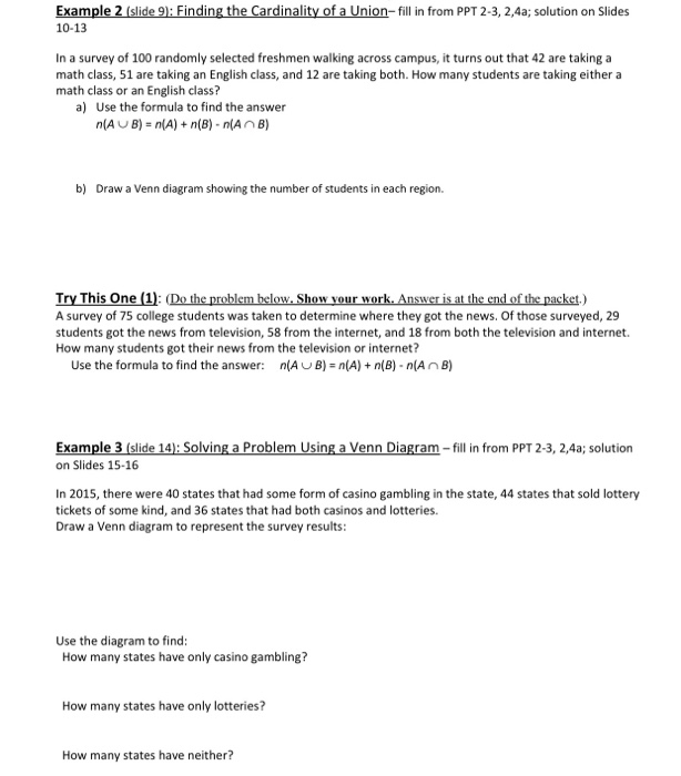 Solved Example 2 (slide 9): Finding the Cardinality of a | Chegg.com