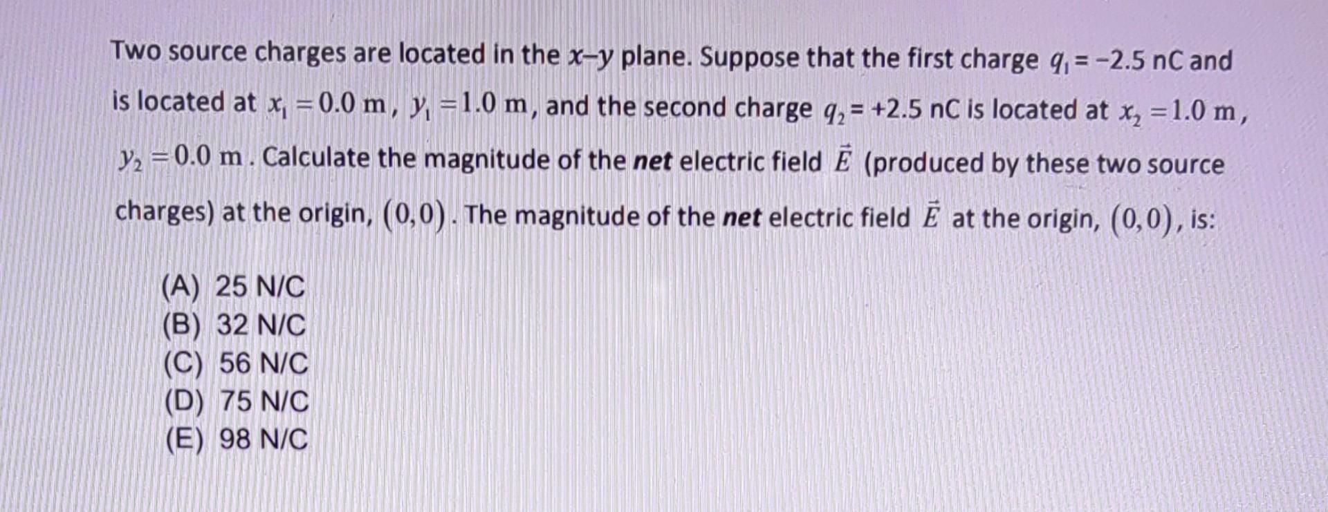 Solved Two source charges are located in the x−y plane. | Chegg.com