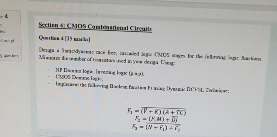 on 4 + Section 4: CMOS Combinational Circuits med -d | Chegg.com