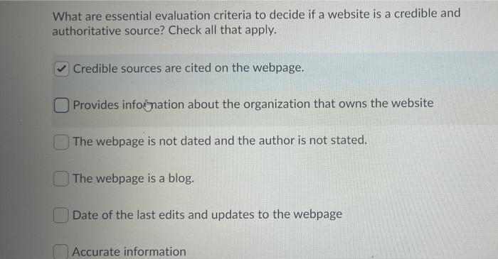 Solved What are essential evaluation criteria to decide if a | Chegg.com