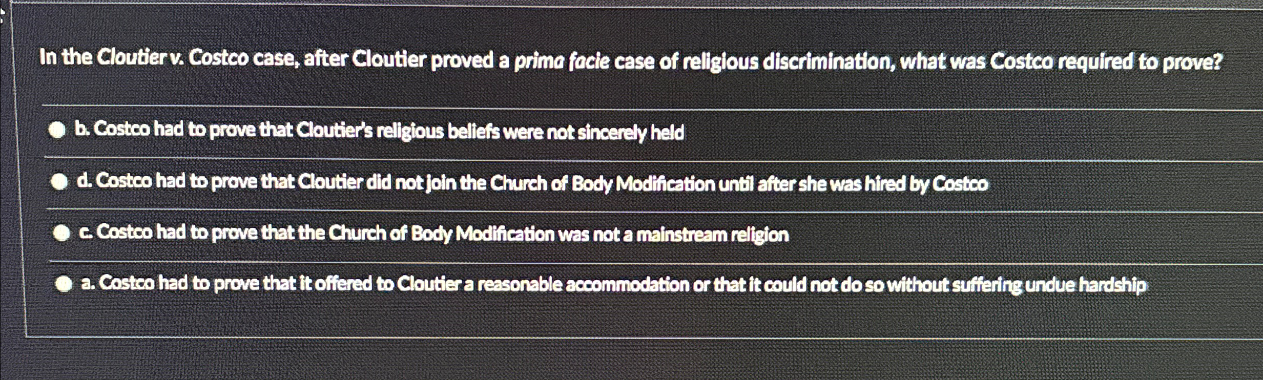 Solved In the Cloutierv. Costco case, after Cloutier proved | Chegg.com