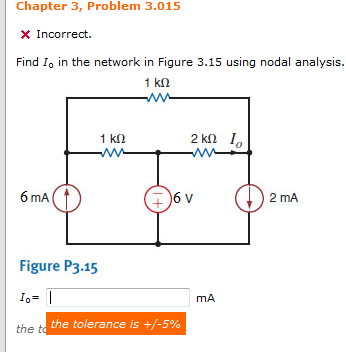 Solved Find I0 in the network in Figure 3.15 using nodal | Chegg.com