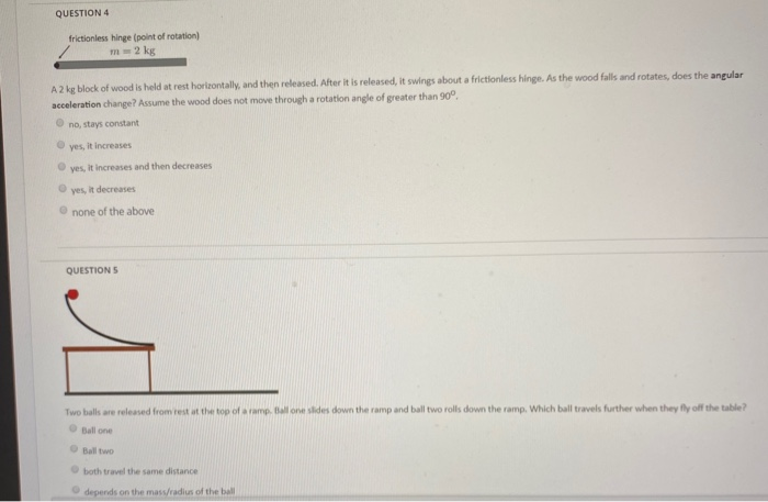 Solved QUESTION 4 frictionless hinge (point of rotation) m2 | Chegg.com