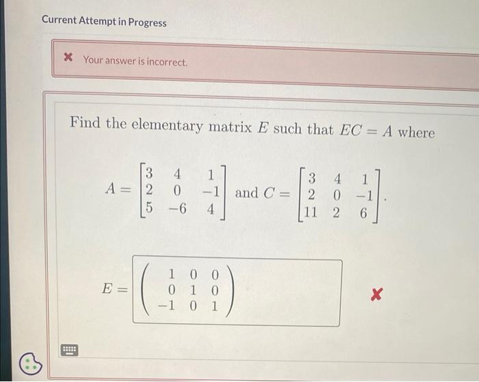 Solved Current Attempt in Progress Your answer is incorrect. | Chegg.com