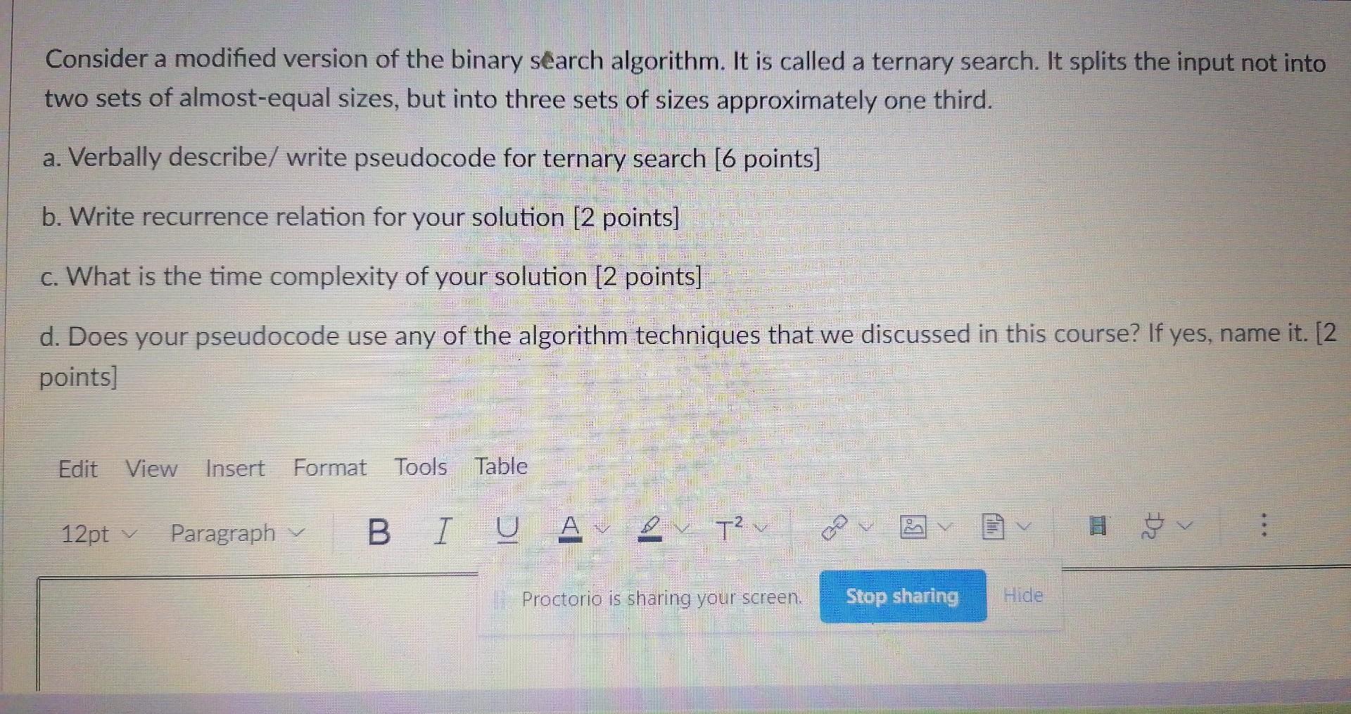 Solved Consider a modified version of the binary search | Chegg.com