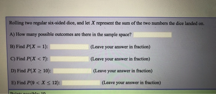 Solved Rolling two regular six-sided dice, and let X | Chegg.com