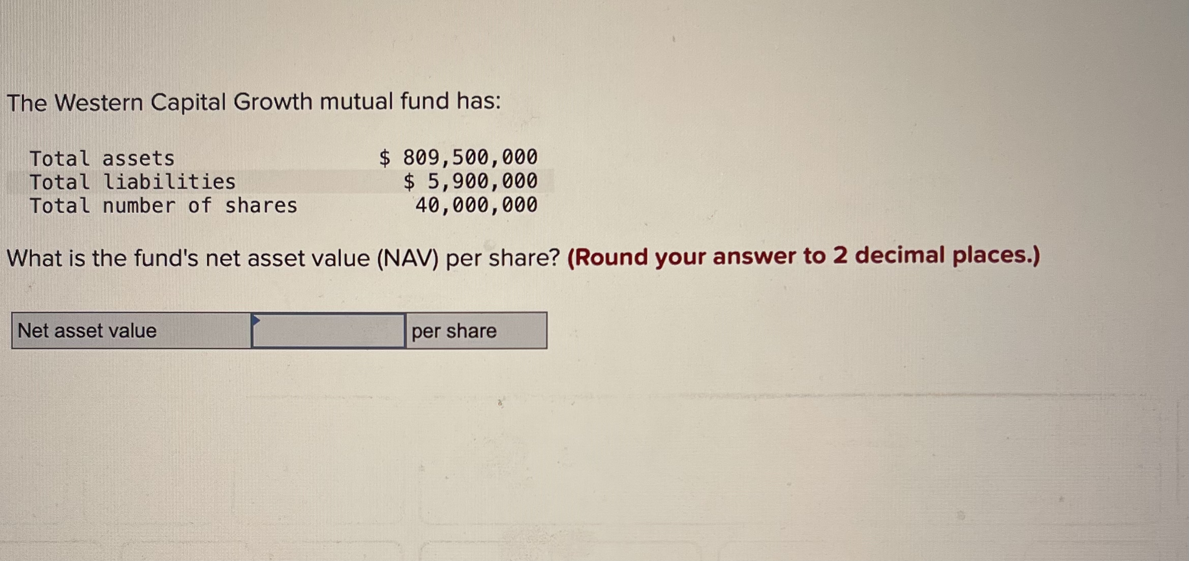 Solved The Western Capital Growth mutual fund | Chegg.com