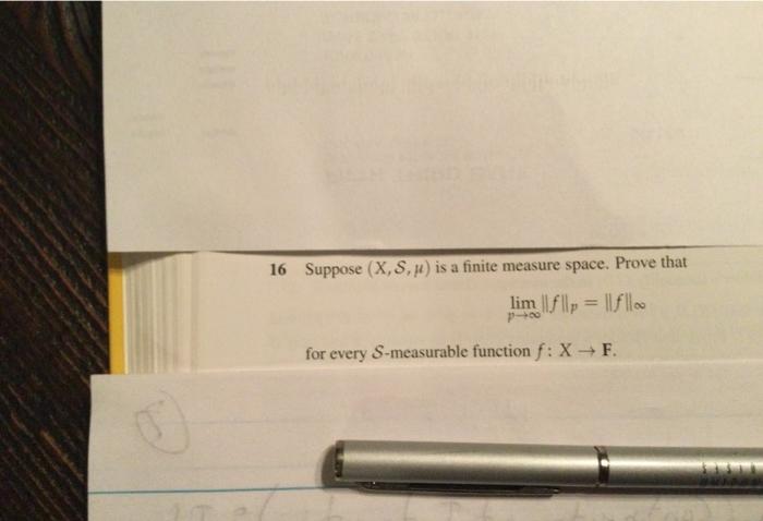 Solved 16 Suppose (X,S,μ) is a finite measure space. Prove | Chegg.com