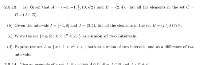 Solved 2.5.13. (a) Given that A = (-3,-1, 5, 10, 2} and B = | Chegg.com