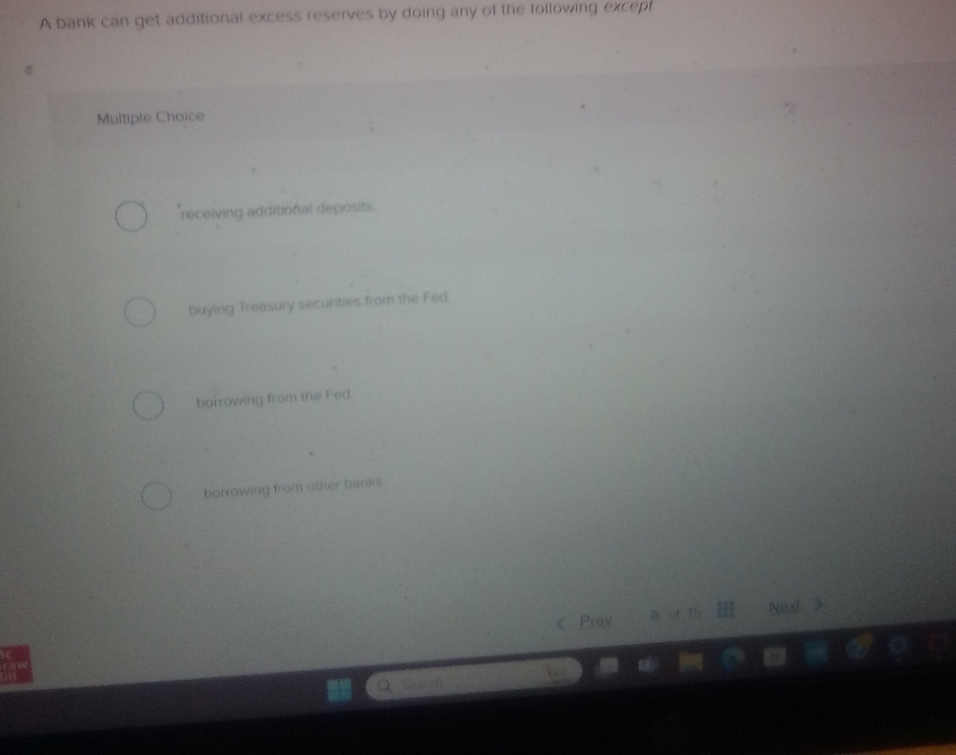 Solved A bank can get additional excess reserves by doing | Chegg.com