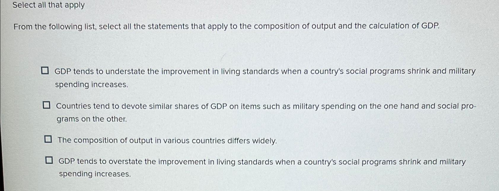 Solved Select all that applyFrom the following list, select | Chegg.com