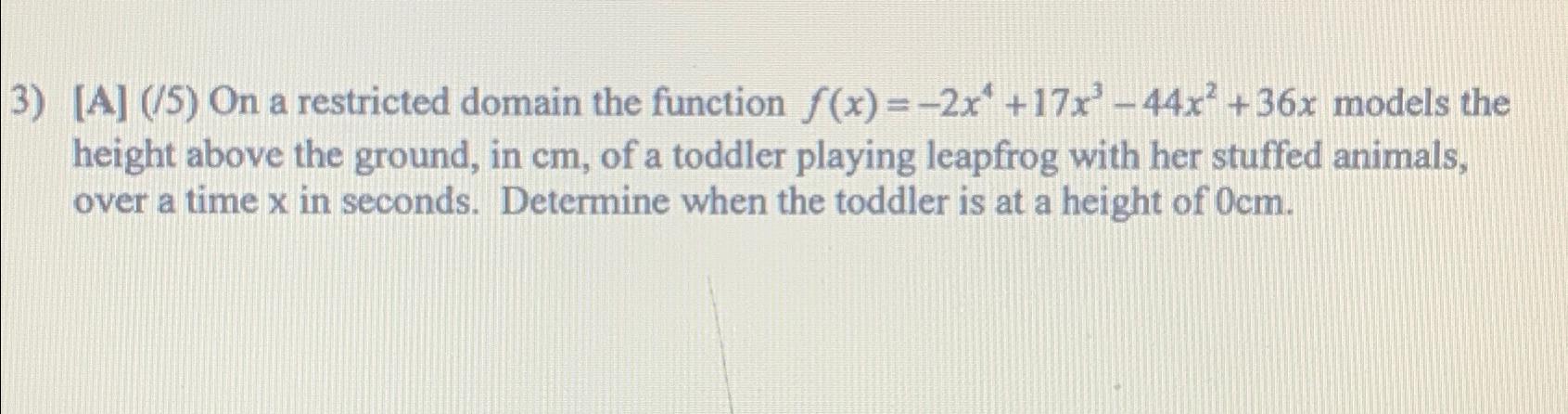Solved [A](?5) ﻿On a restricted domain the function | Chegg.com