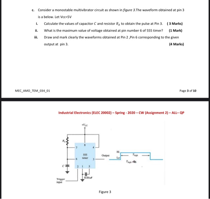 Solved C. i. Consider a monostable multivibrator circuit as | Chegg.com