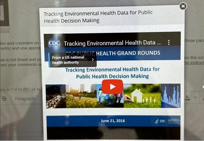 Tracking Environmental Health Data for Public Health | Chegg.com