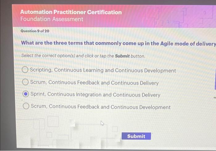 Solved Automation Practitioner Certification Foundation | Chegg.com
