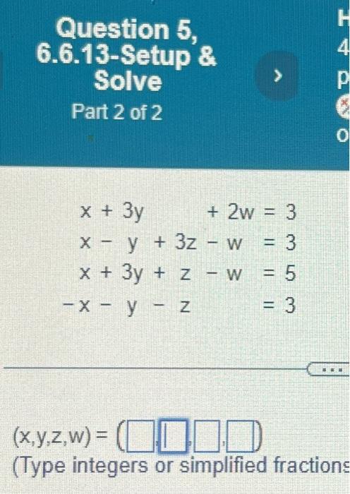 Solved Question 5, 6.6.13-Setup & Solve Part 2 of 2 x + 3y + | Chegg.com