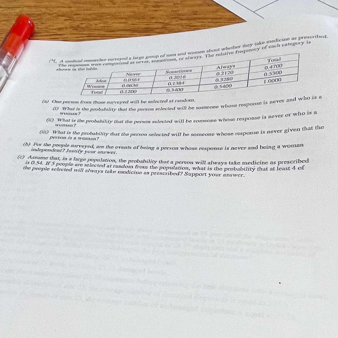 Solved a medical researcher surveyed a large group pf men | Chegg.com