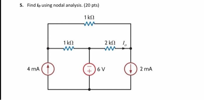 Solved 5. Find I0 using nodal analysis. ( 20pts ) | Chegg.com