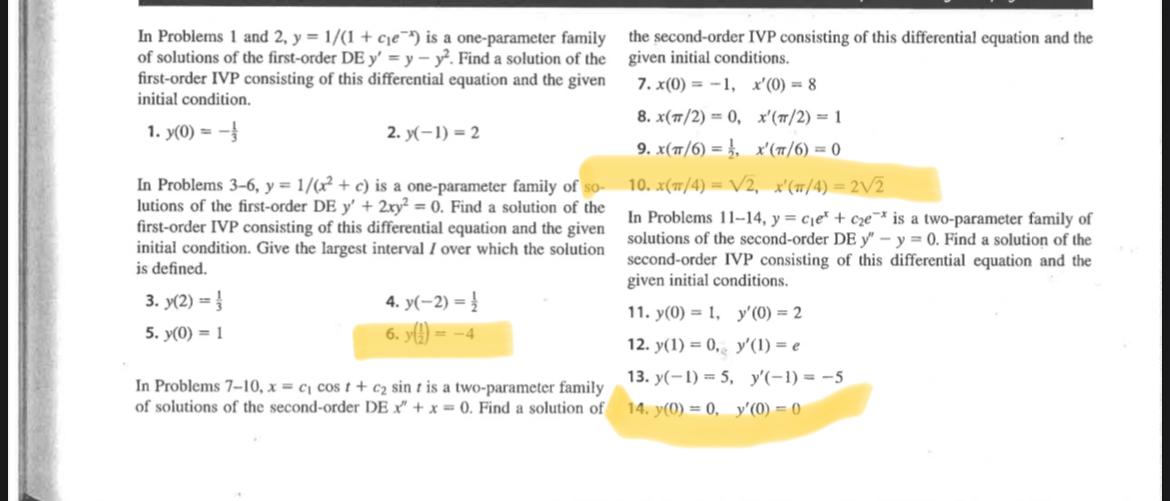 Solved Please answer the highlighted diff eq questions. They | Chegg.com