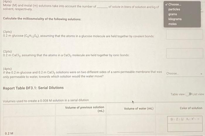 Solved Molar (M) and molal (m) solutions take into account | Chegg.com