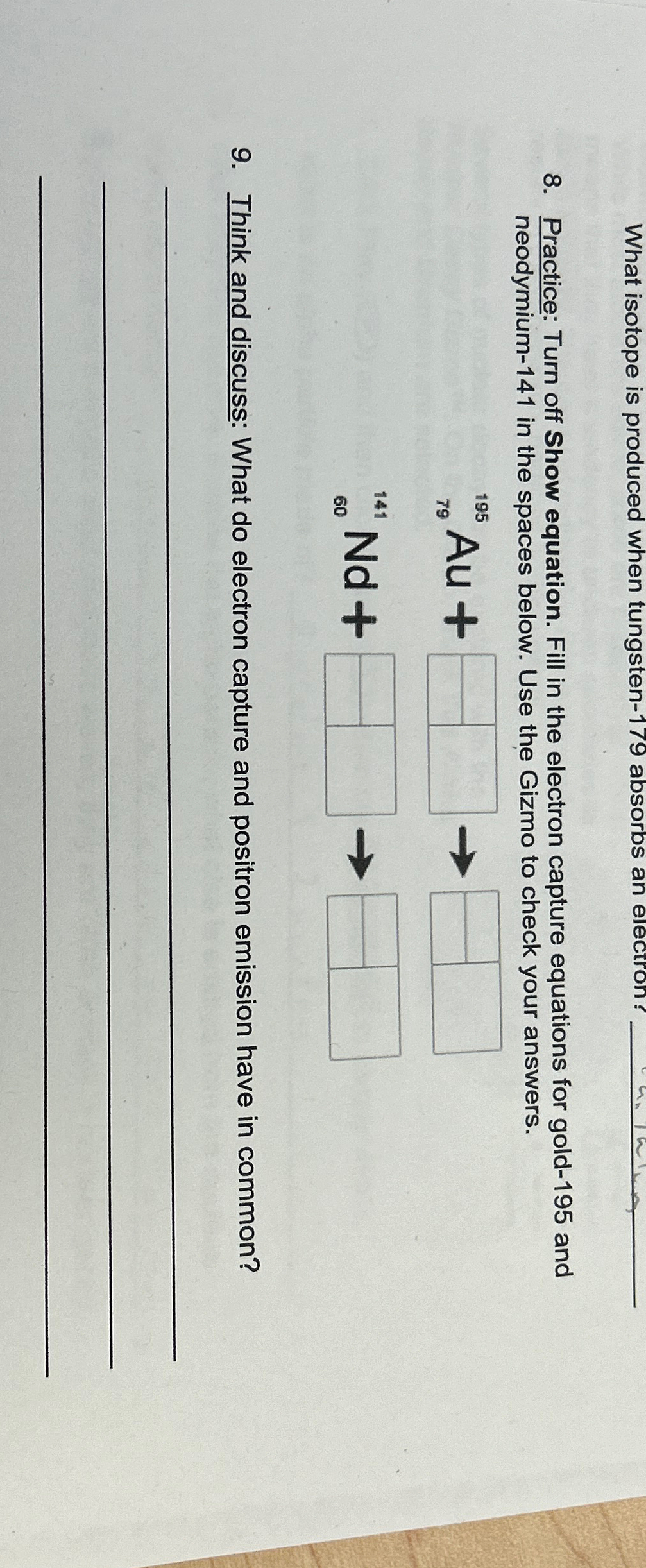 Solved What isotope is produced when tungsten- 179 ﻿absorbs | Chegg.com