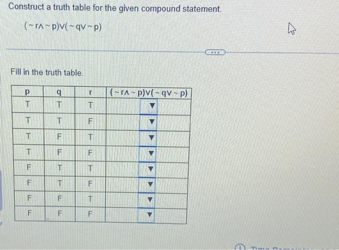 Solved Construct a truth table for the given compound | Chegg.com