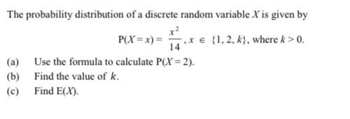 Solved The probability distribution of a discrete random | Chegg.com