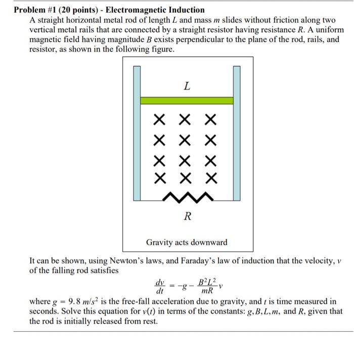 Solved Problem \#1 (20 points) - Electromagnetic Induction A | Chegg.com