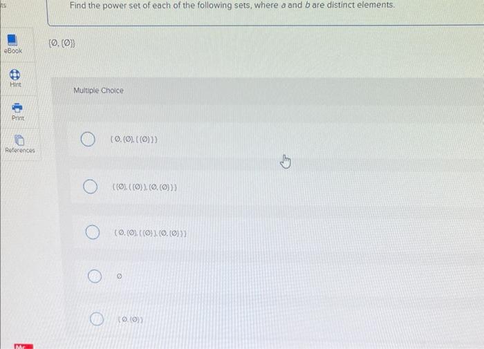 Solved Find the power set of each of the following sets, | Chegg.com