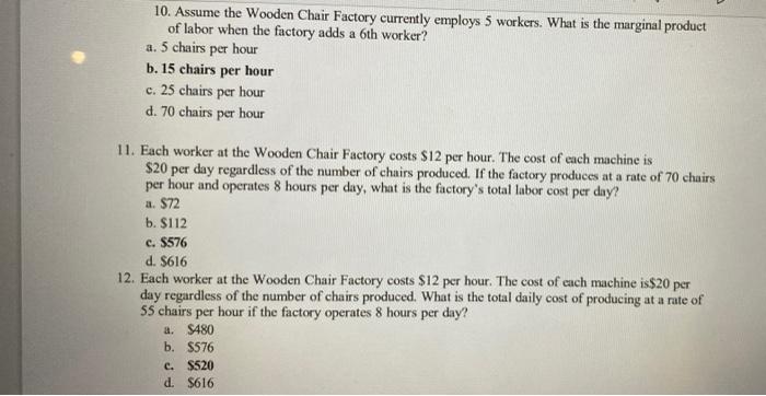 Solved Number of Workers Number of Machines Output (chairs | Chegg.com