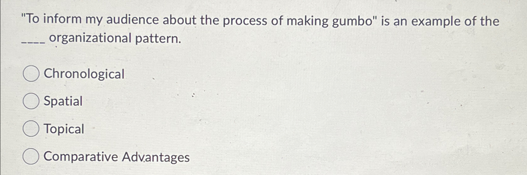 Solved "To inform my audience about the process of making | Chegg.com
