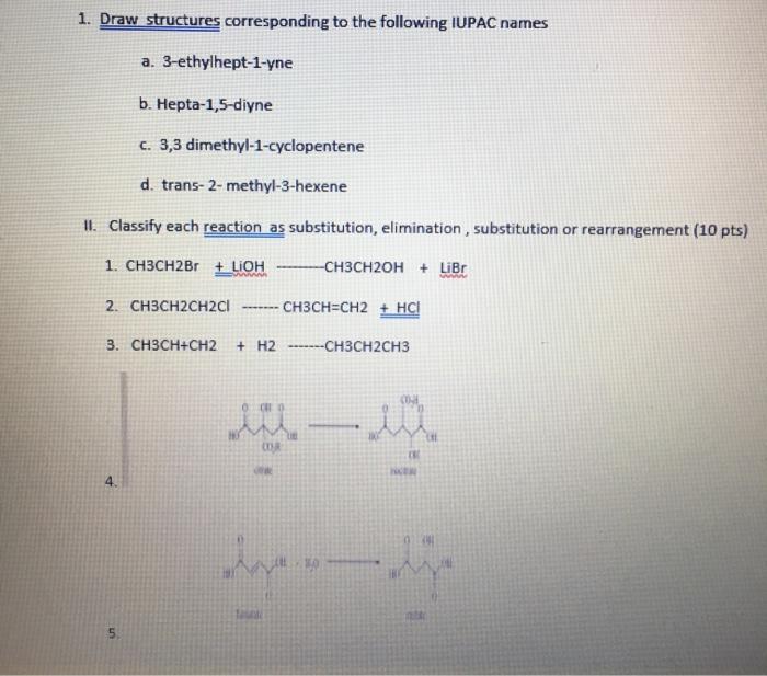 Solved 1. Draw structures corresponding to the following | Chegg.com