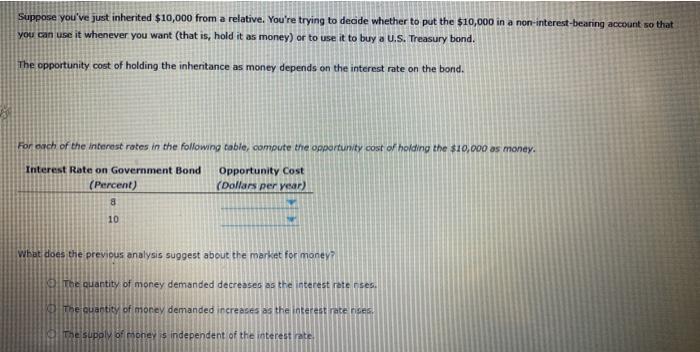 Solved Suppose you've just inherited $10,000 from a | Chegg.com