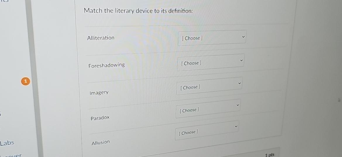 Solved Match the literary device to its | Chegg.com