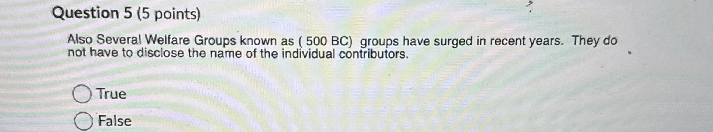 Solved Question 5 (5 ﻿points)Also Several Welfare Groups | Chegg.com