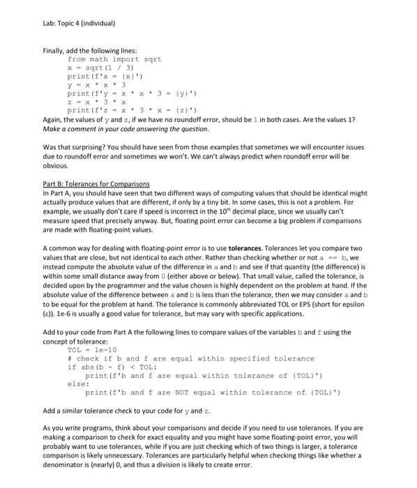 Solved Activity \#2: Roundoff error - individual When | Chegg.com