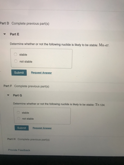 Solved Part A Determine whether or not the following nuclide | Chegg.com