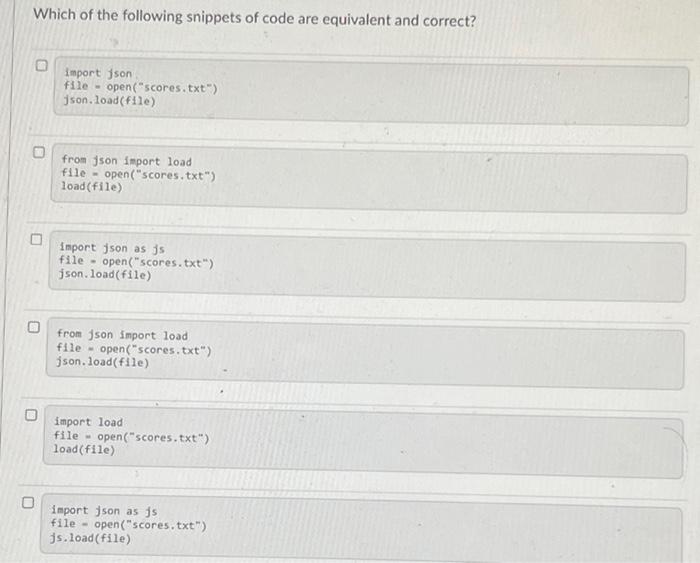 Solved Which of the following snippets of code are | Chegg.com