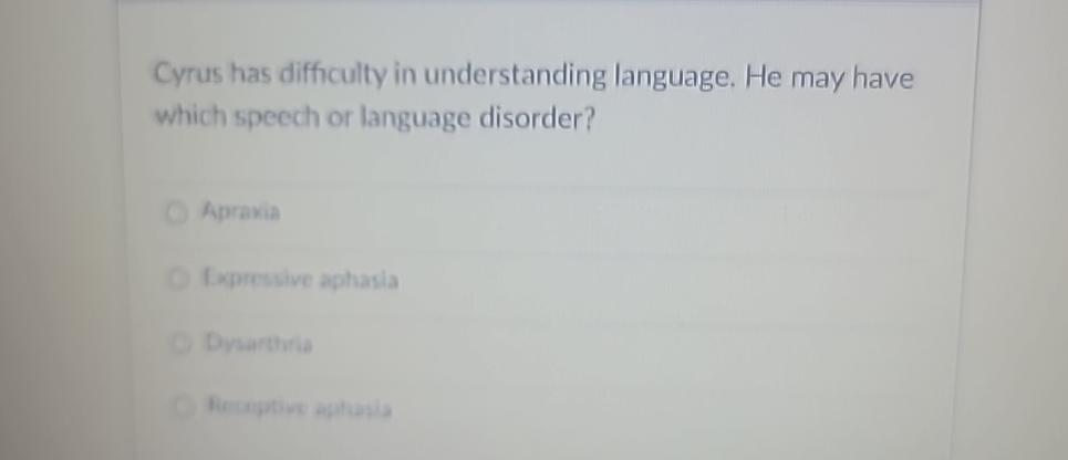 Cyrus has difficulty in understanding language. He | Chegg.com