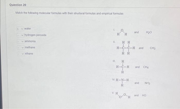 Solved Match the following molecular formulas with their | Chegg.com