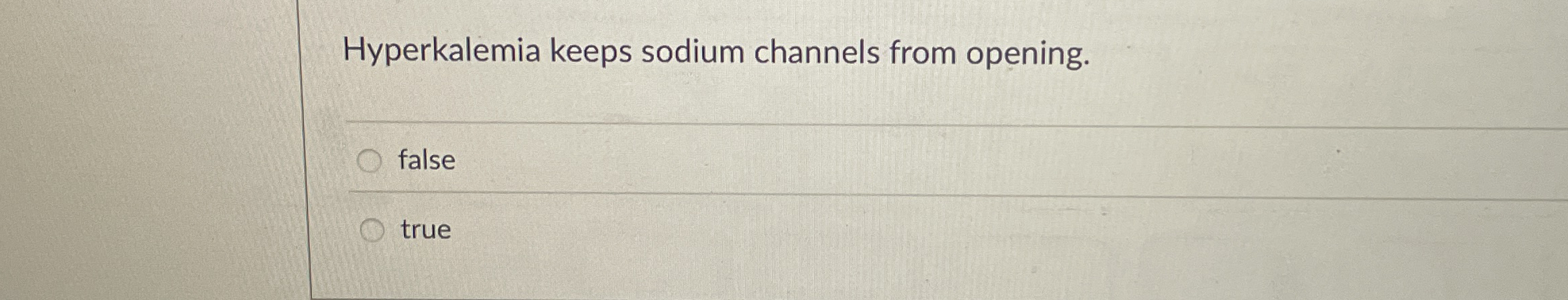 Solved Hyperkalemia keeps sodium channels from | Chegg.com