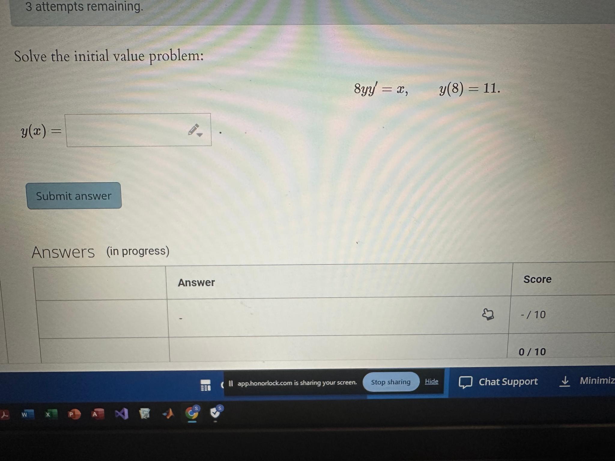 Solved 3 ﻿attempts remaining.Solve the initial value | Chegg.com