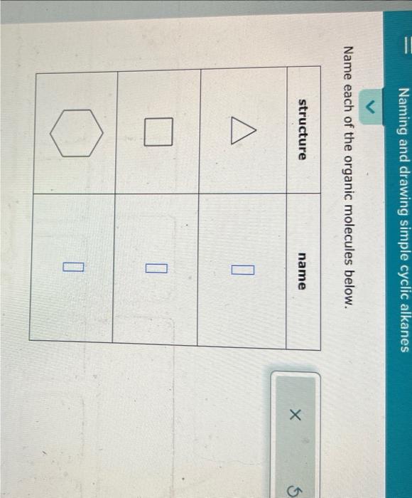 Solved Name each of the organic molecules below. | Chegg.com