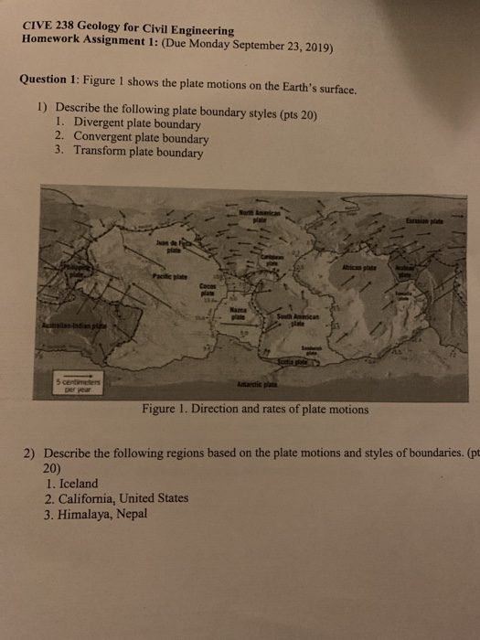 Solved CIVE 238 Geology for Civil Engineering Homework | Chegg.com