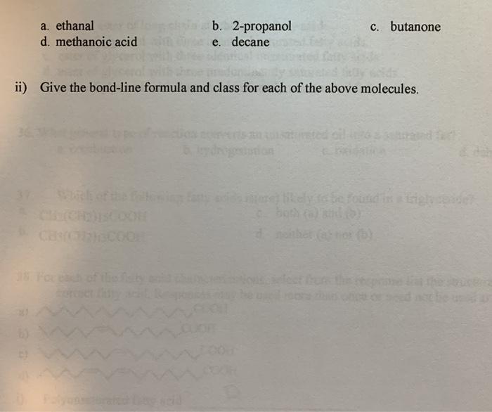 Solved c. butanone a. ethanal d. methanoic acid b. | Chegg.com
