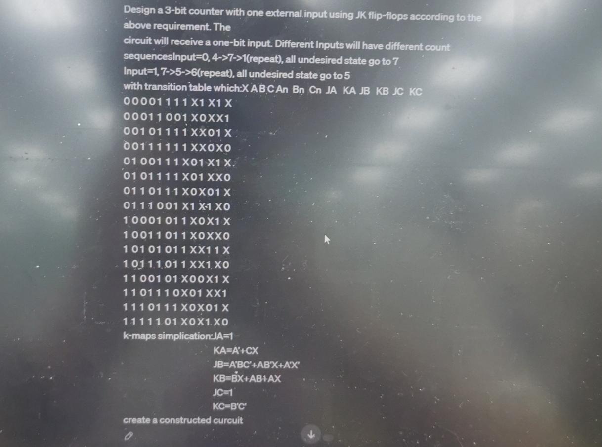 Solved Design a 3-bit counter with one external input using | Chegg.com