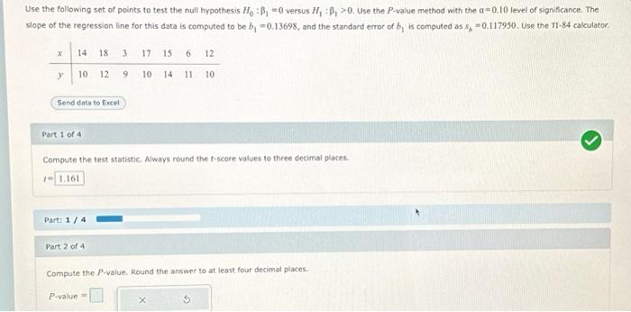 Solved Use the following set of points to test the null | Chegg.com